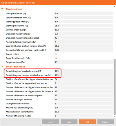 Default member length in Connection | IDEA StatiCa